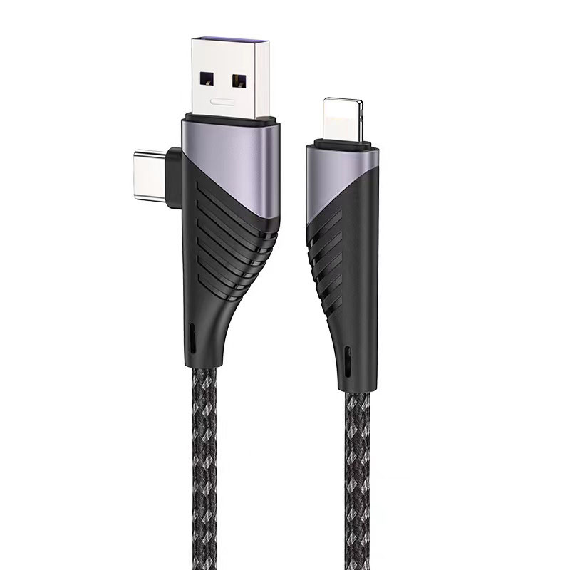 2 in 1 USB A USB C to Lightning charging cable for iphone